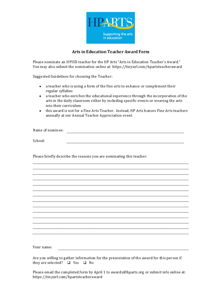 Fillable Online Teacher Award Form Fax Email Print - pdfFiller