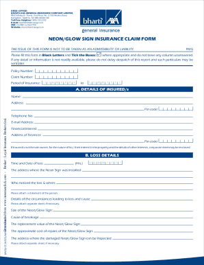 Fillable Online Download bharti-axa Neon-Signboard claim-form. Download ...