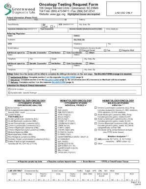 Fillable Online Cytogenetics Request Form 106 Gregor Mendel Circle ...