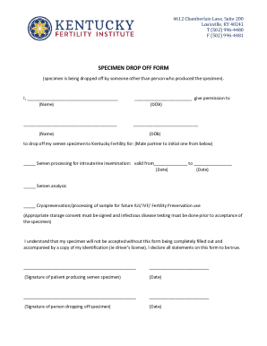 Fillable Online SPECIMEN DROP OFF FORM - Kentucky Fertility Fax Email ...