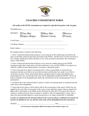 Fillable Online COACHES COMMITMENT FORM Fax Email Print - pdfFiller