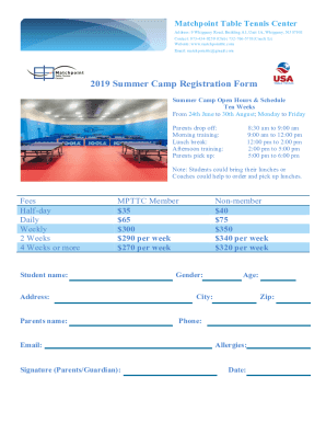 Fillable Online 2019 Springbreak Camp Registration Form Fax Email Print ...