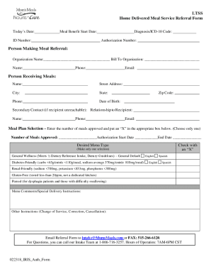 Fillable Online Home Delivered Meal Service Referral Form Fax Email ...