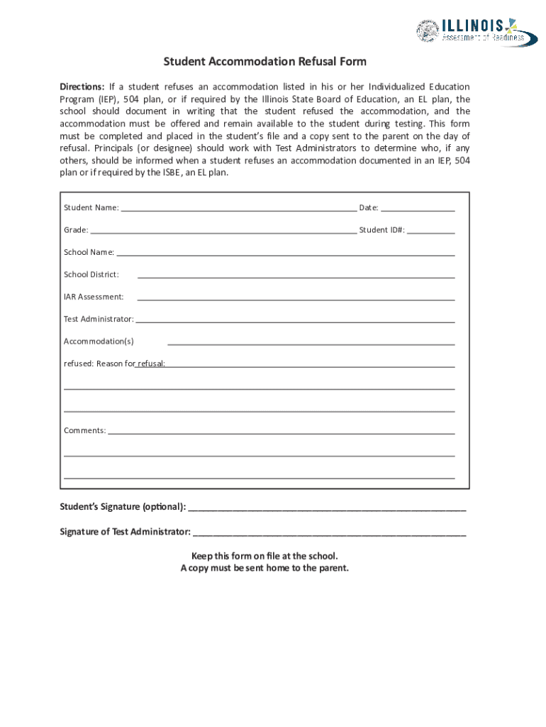 Fillable Online Appendix H: Student Accommodation Refusal Form Fax Email Print - pdfFiller