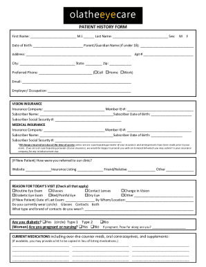 Fillable Online PATIENT HISTORY FORM - Olathe Eye Care Fax Email Print ...