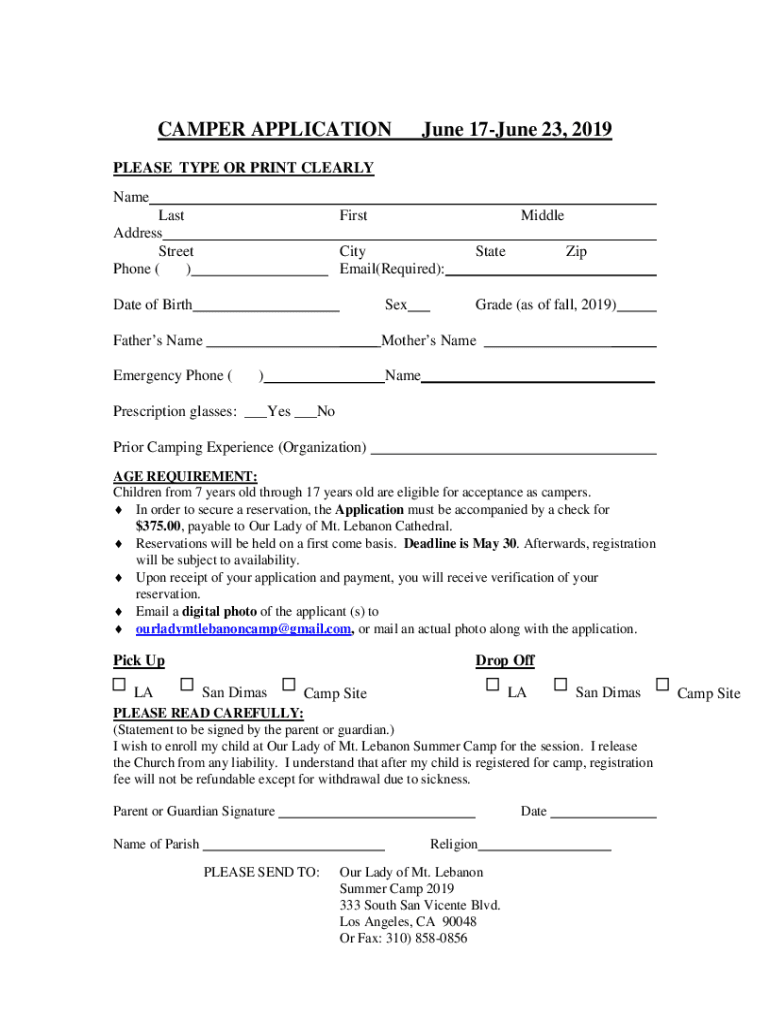 Fillable Online 30+ Summer Camp Application Forms JotForm Fax Email Print - pdfFiller