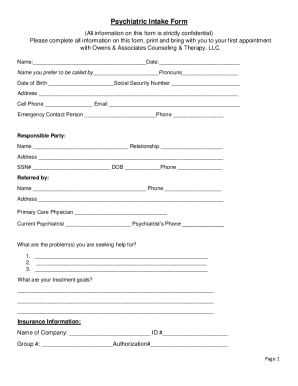 Fillable Online Adult Counseling Intake Form Fax Email Print - pdfFiller
