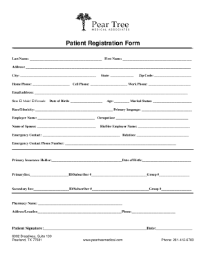 Fillable Online Patient Registration Form - Vortala Fax Email Print - pdfFiller