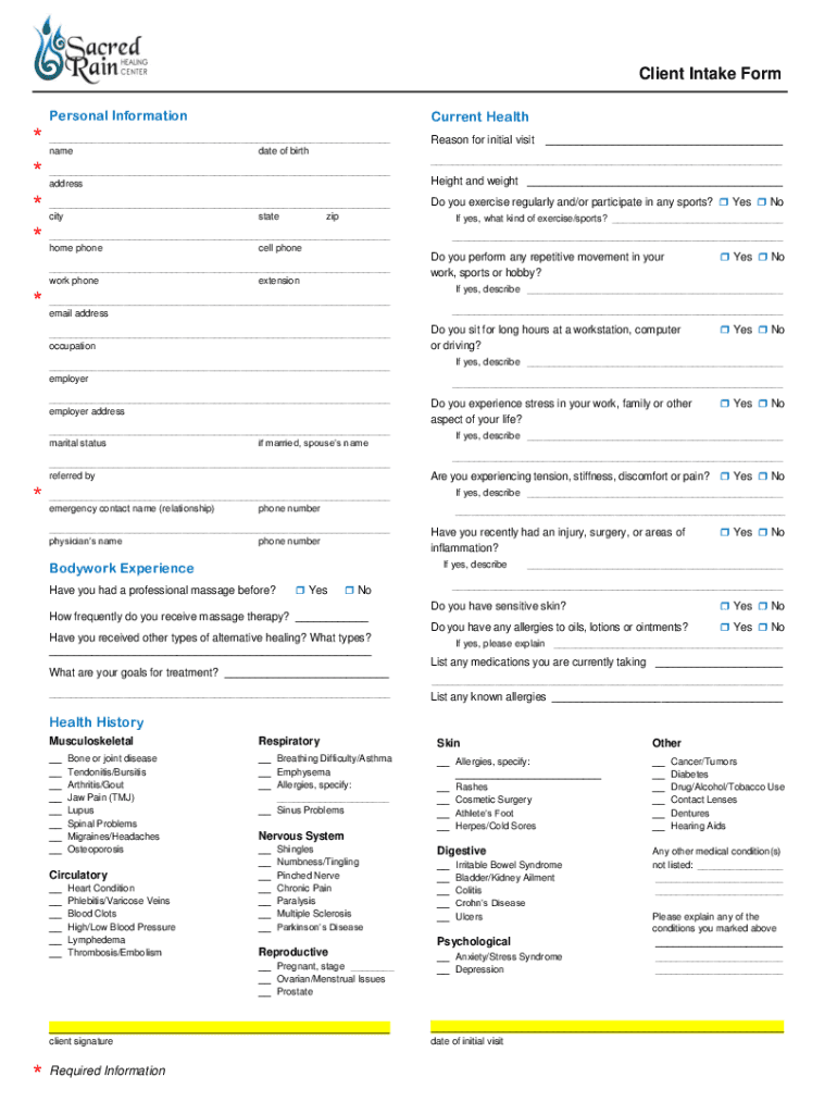 Fillable Online What Intake Forms Do You Need for a Behavioral Health ...
