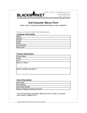 Fillable Online end consumer return form Fax Email Print - pdfFiller