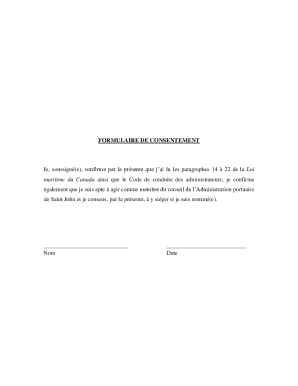 Fillable Online FORMULAIRE DE CONSENTEMENT AUX FINS DUNE RECHERCHE D ...