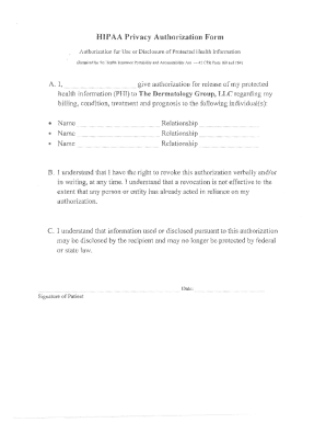 Fillable Online HIPAA Privacy Authorization Form - Fill and Sign ...