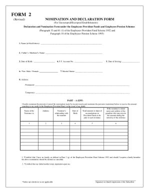 Fillable Online (PDF) FORM 2 REVISED) NOMINATION AND DECLARATION FORM ...