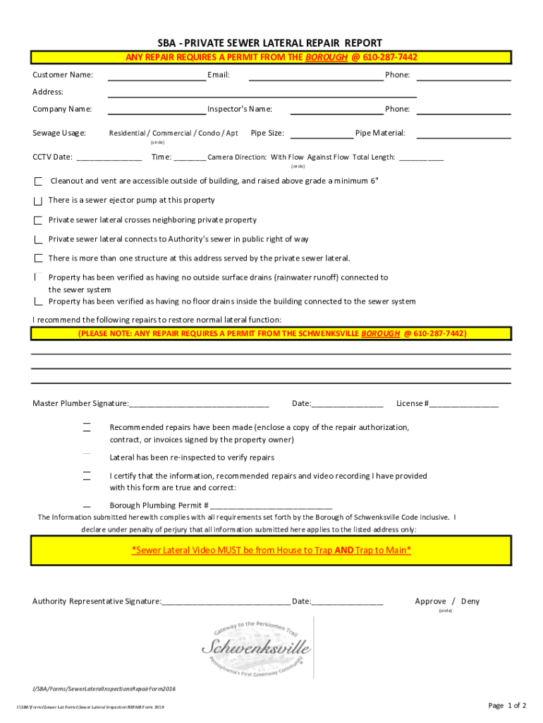 Fillable Online Get the Sewer Lateral Inspection REPAIR Form 2016.xps ...