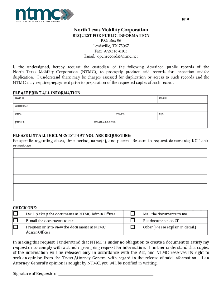 Fillable Online TEXAS PUBLIC INFORMATION ACT form 2.doc Fax Email Print ...