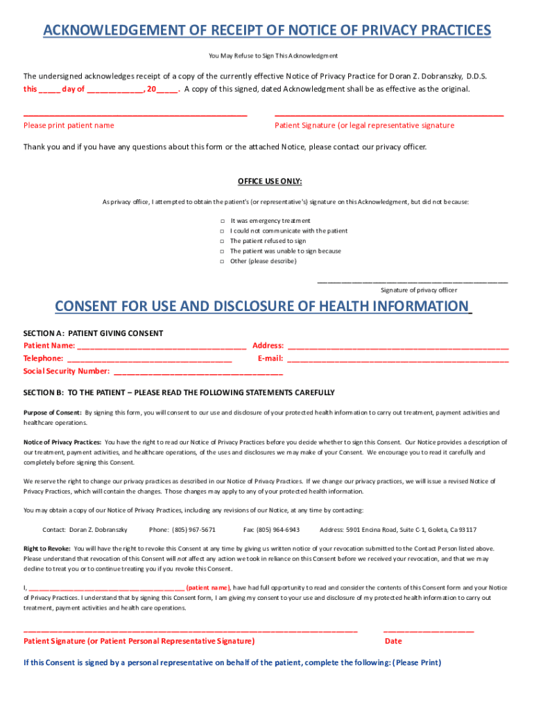 Fillable Online The undersigned acknowledges receipt of a copy of the ...