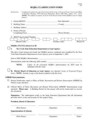 Fillable Online SEQRA clarification form Fax Email Print - pdfFiller