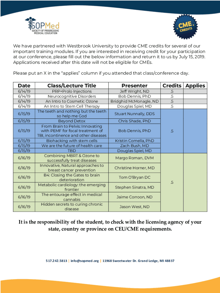 Fillable Online SOPMed CME Form.docx Fax Email Print - pdfFiller
