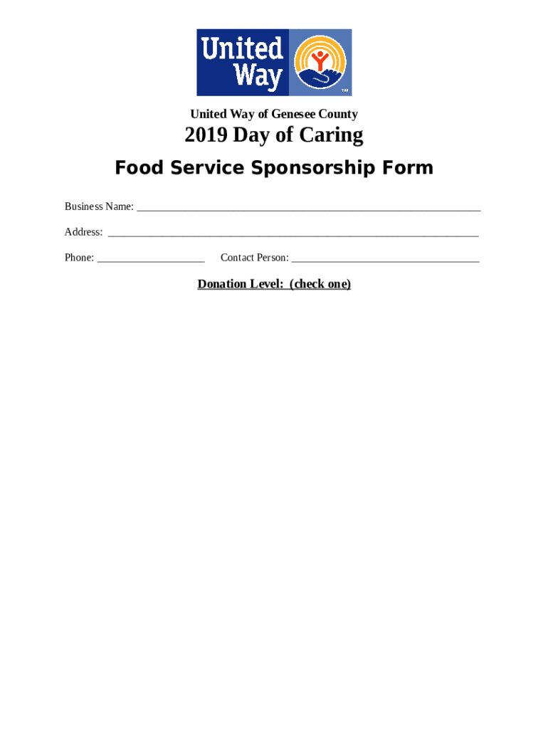 Food Service Sponsorship Doc Template | pdfFiller