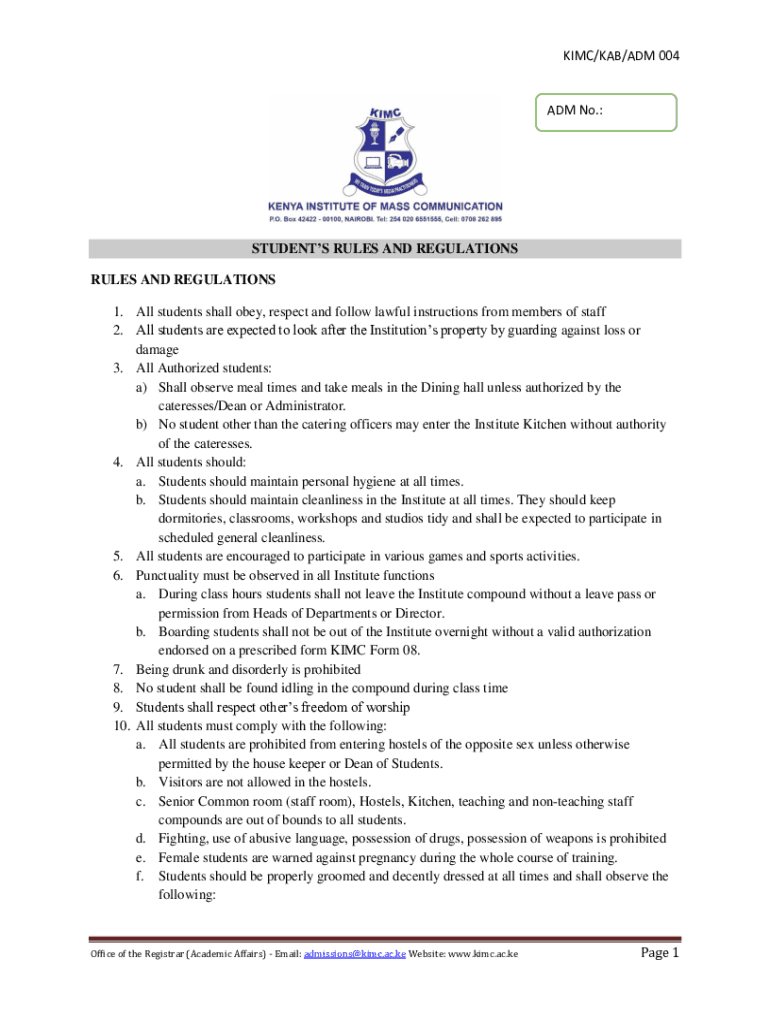 Fillable Online KIMC/KAB/ADM 004 Fax Email Print - pdfFiller