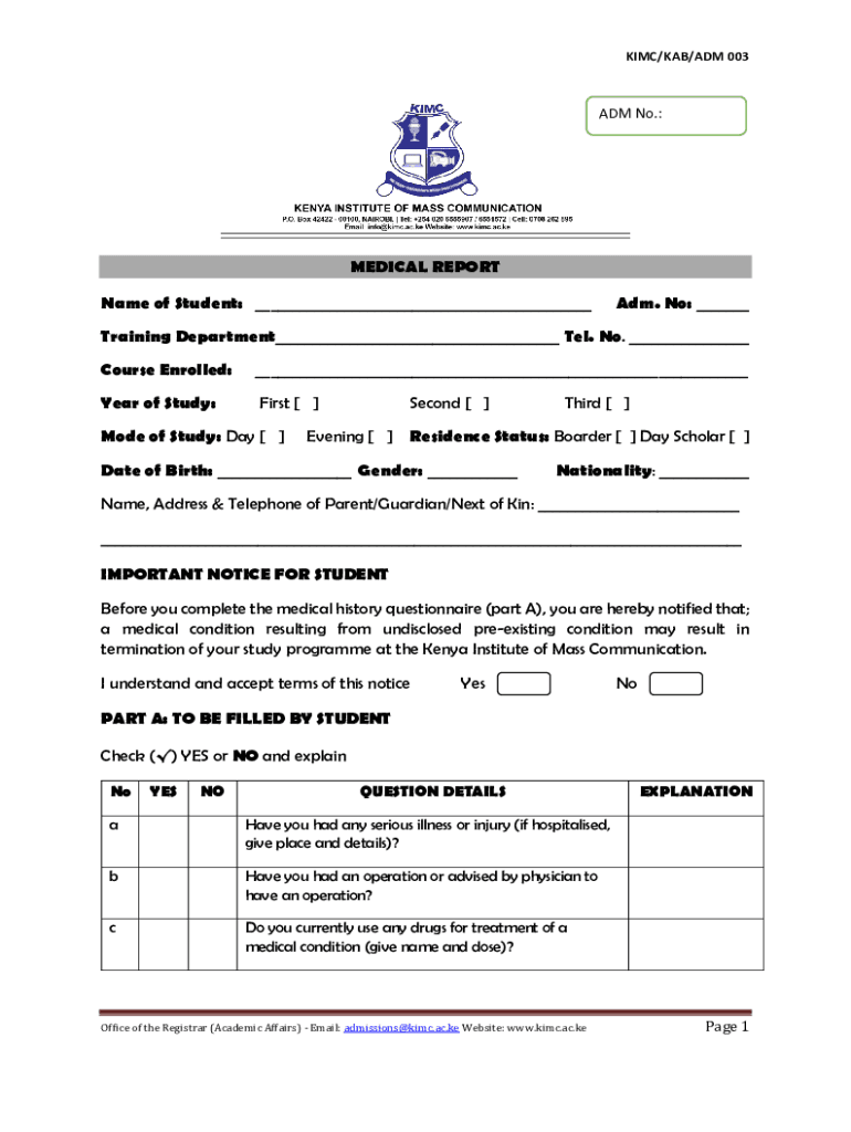 Kenya Institute Of Mass Communication Photos - Fill Online, Printable ...