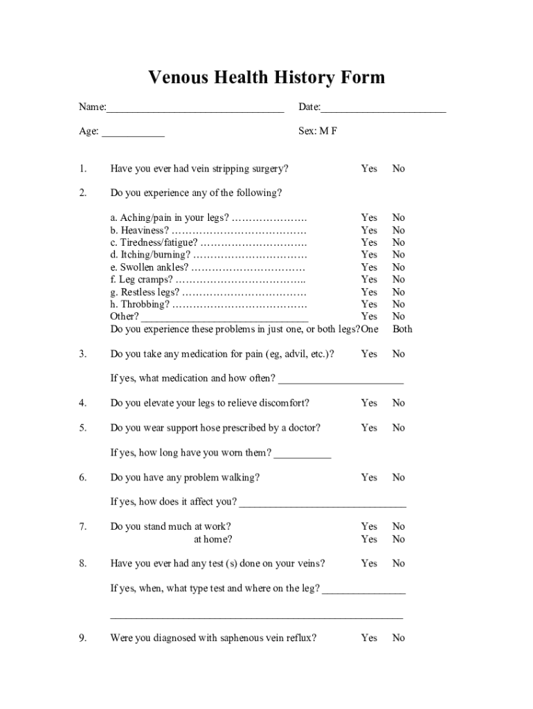 Fillable Online Simple Venous History Form (2).doc Fax Email Print ...