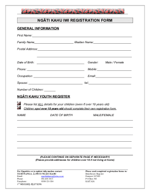 Fillable Online NGATI KAHU IWI REGISTRATION FORM Fax Email Print ...