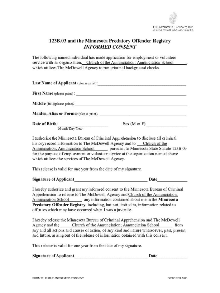 Fillable Online 123b form Church of the Annunciation; Annunciation ...