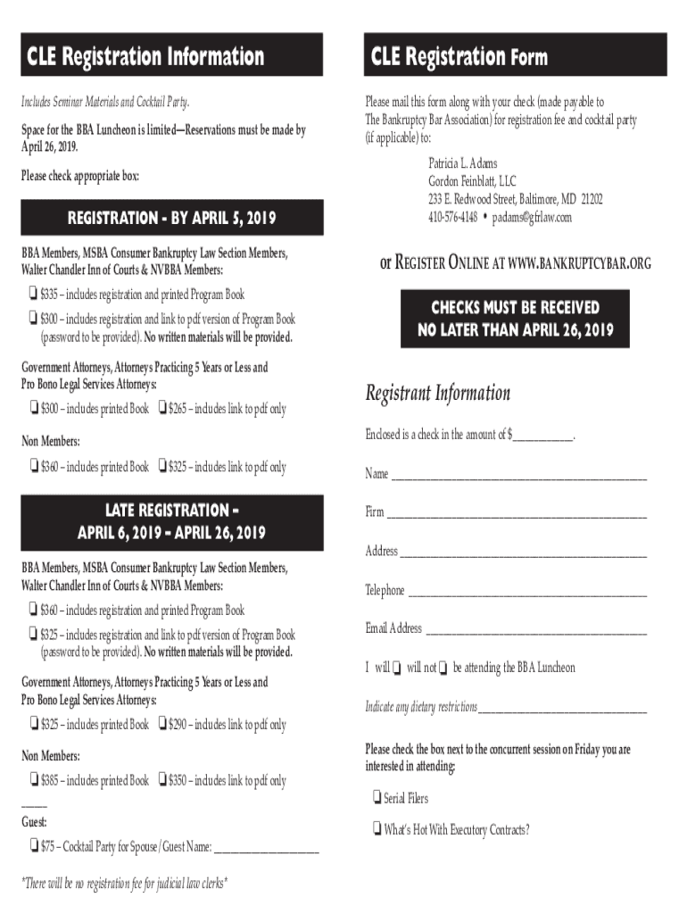 Fillable Online CLE Registration Information CLE Registration Form Fax ...