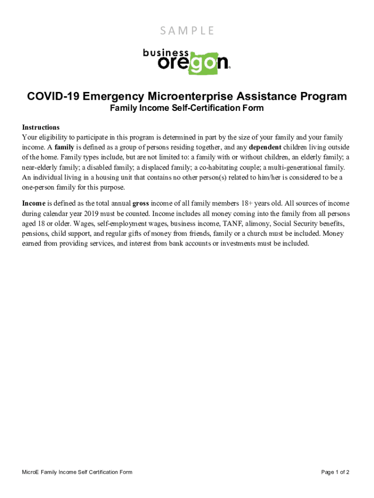 Fillable Online sample microenterprise self-certification form Fax ...