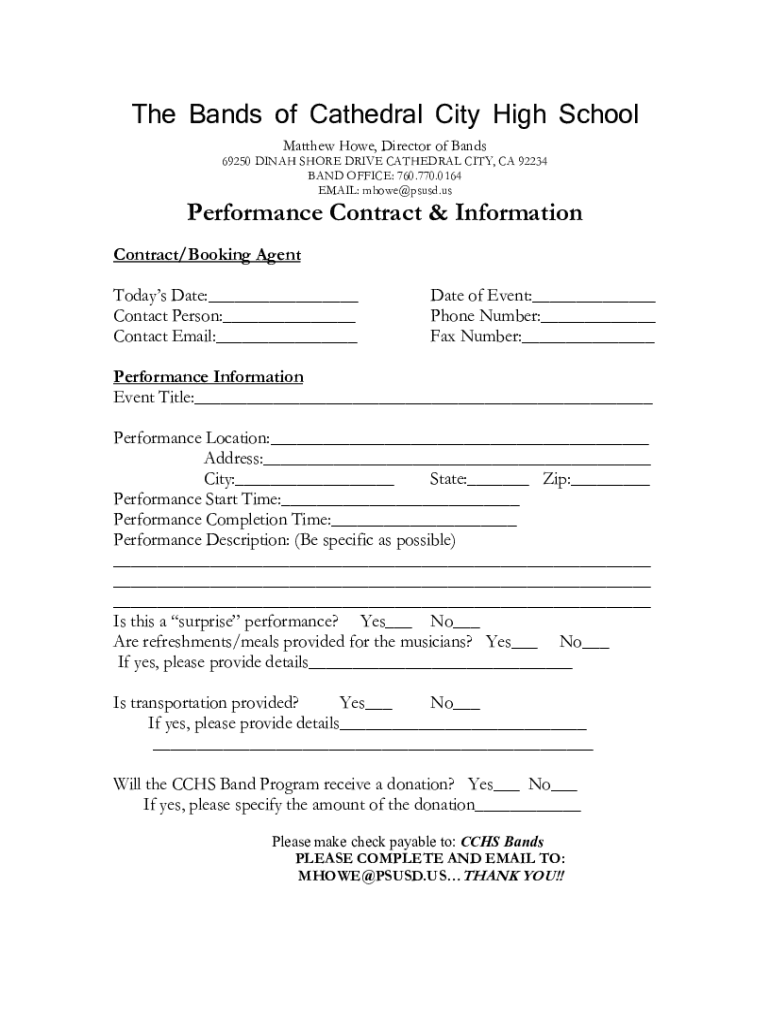 Musical Performances, Awards & Honors - The Bands of: Fill out & sign ...
