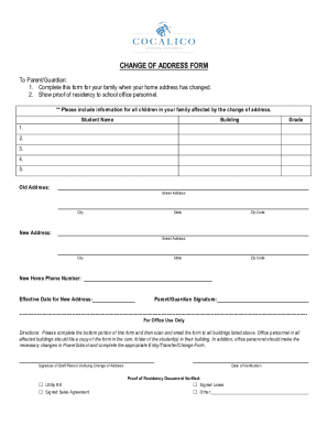 Fillable Online CHANGE OF RESIDENCY VERIFICATION FORM Fax Email Print ...