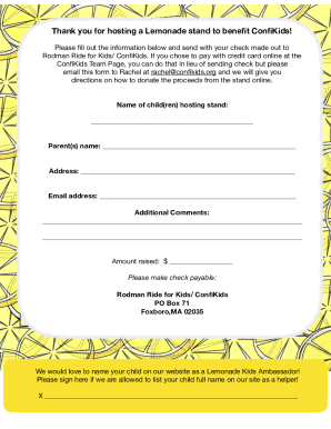 Fillable Online Lemonade Kids Form Fax Email Print - pdfFiller