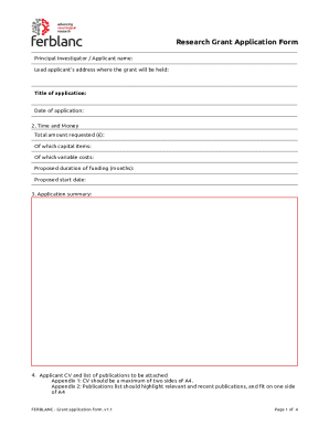 Fillable Online FERBLANC Grant Application Form Fax Email Print - pdfFiller