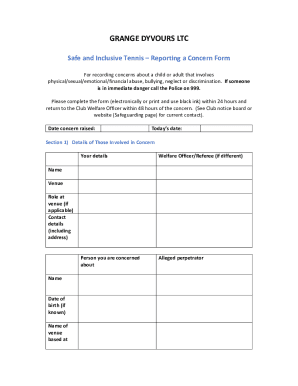 Fillable Online Reporting a Concern Form 111018 Fax Email Print - pdfFiller