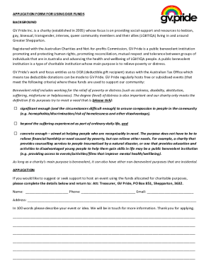 Fillable Online APPLICATION FORM FOR USING DGR FUNDS BACKGROUND Fax ...