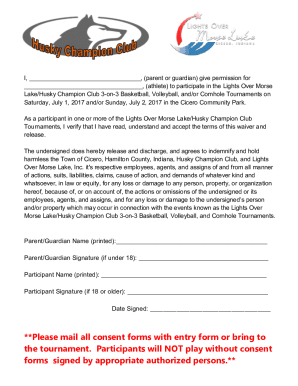 Fillable Online ATHLETIC AND GROUP EVENTS PARENTAL / GUARDIAN CONSENT ...