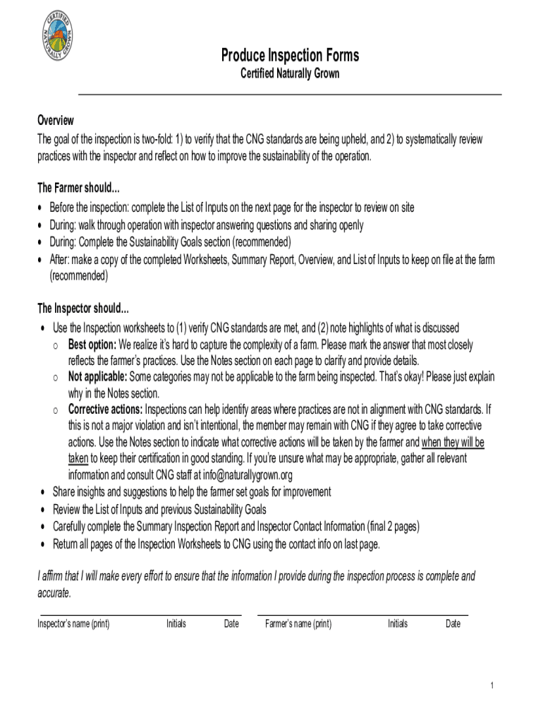 Fillable Online Certified Naturally Grown Livestock Inspection Forms ...