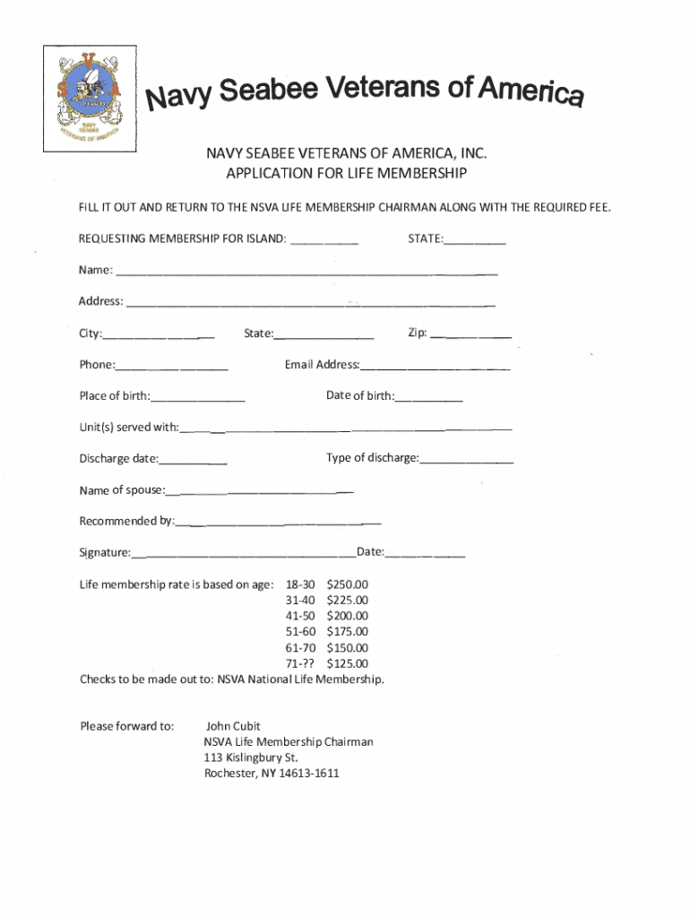 Fillable Online avy Seabee Veterans of America - NSVA Fax Email Print ...