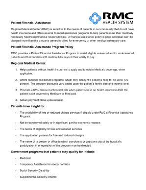 Fillable Online RMC Financial Assistance Summary Form Fax Email Print ...
