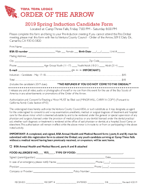 Fillable Online Spring Induction Candidate Signup Form Fax Email Print ...