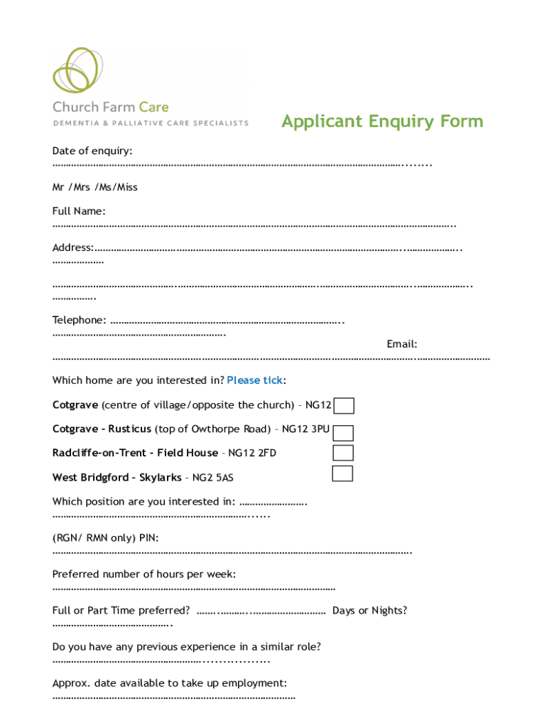 Fillable Online Enrolment Enquiry Application Form - St Anne's College ...