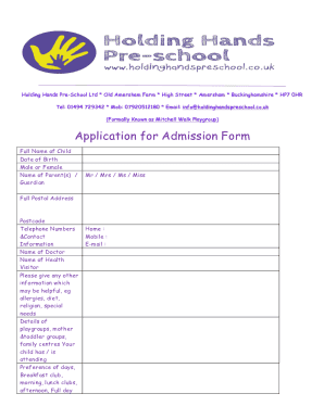 Fillable Online Holding Hands Preschool Application Form.docx Fax Email ...