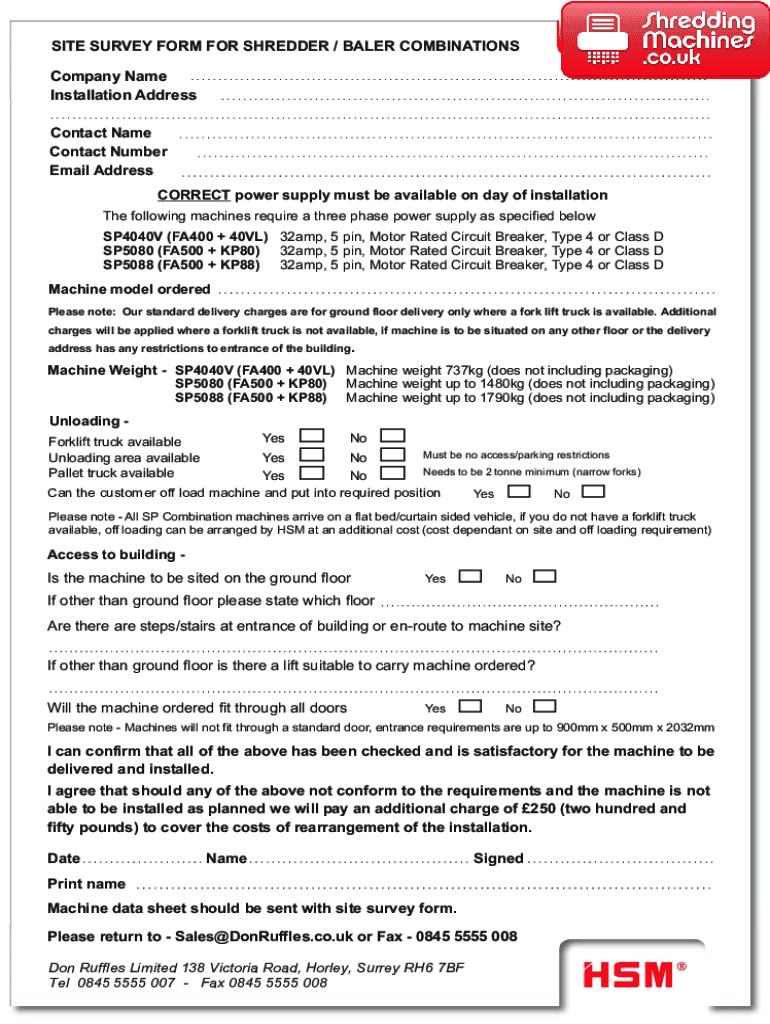 Fillable Online COMPACTOR, BALER, SHREDDER Mobile Inspection Form Fax ...