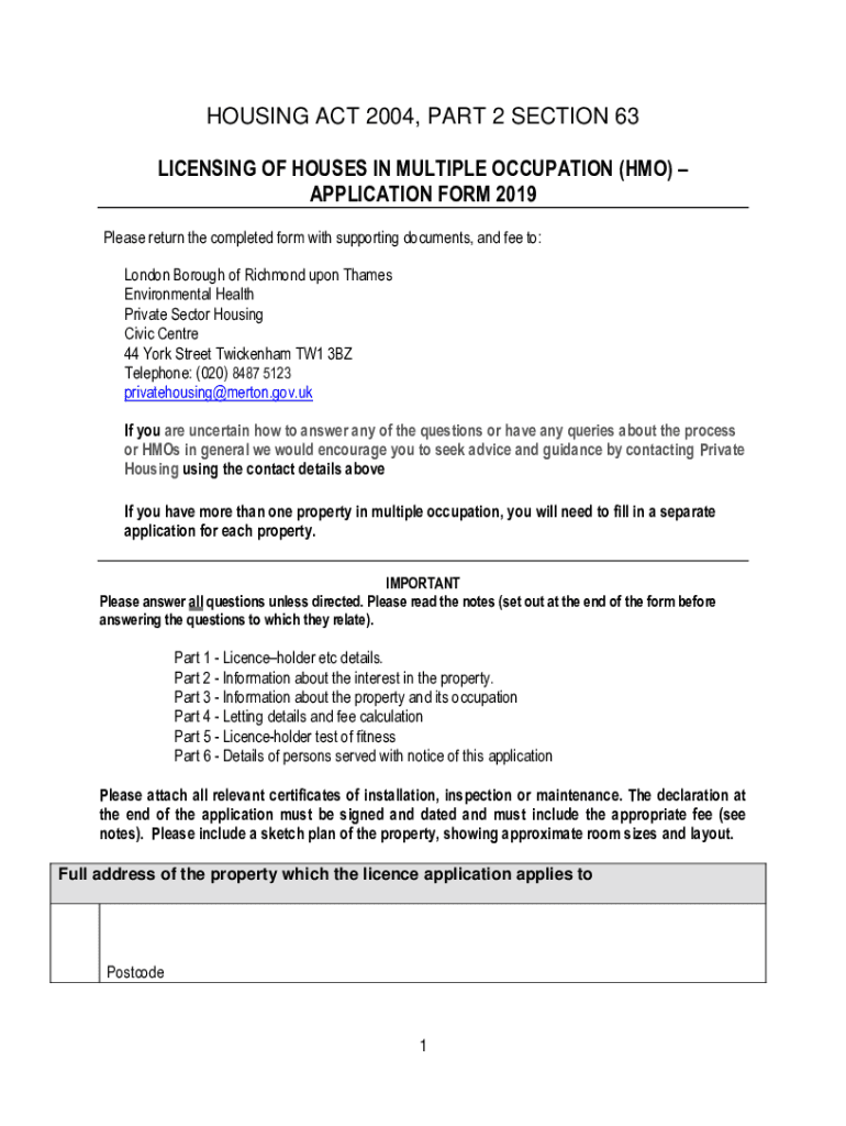 Fillable Online LICENSING OF HOUSES IN MULTIPLE OCCUPATION (HMO ...