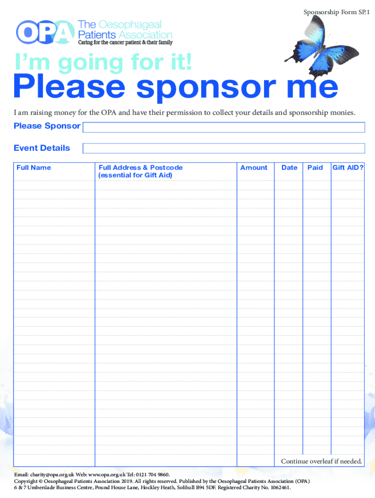 Fillable Online Sponsorship Forms - Form Templates JotFormSponsor a ...