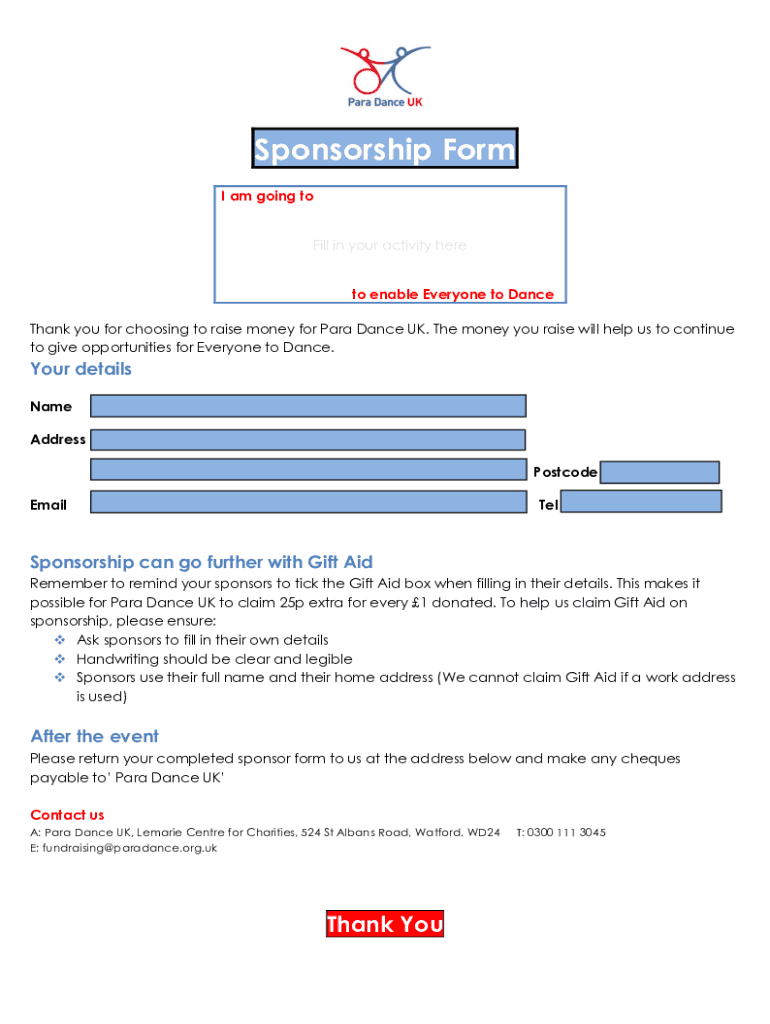 Fillable Online Sponsorship Form Guide + Template - LeadQuizzes Fax ...
