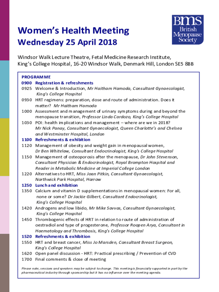 Fillable Online thebms org Kings College Hospital, 16-20 Windsor Walk ...