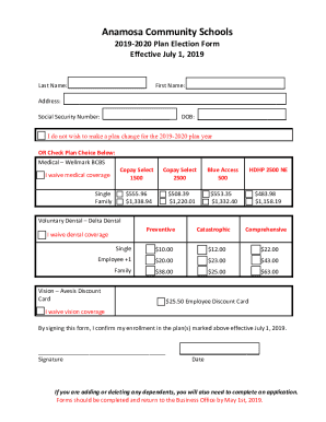 Fillable Online 2019-20 Annual Open Enrollment Form.doc Fax Email Print ...