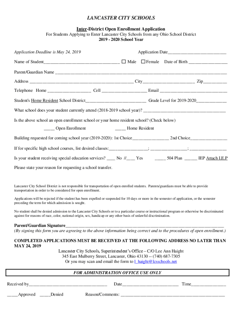 Fillable Online Enroll Your ChildSchool District of Lancaster Fax Email Print - pdfFiller